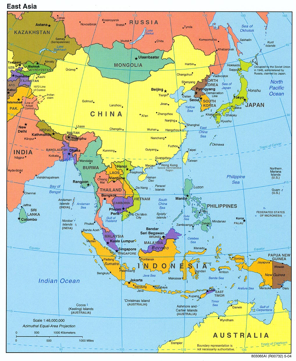 Mapa De La Región De Asia Oriental