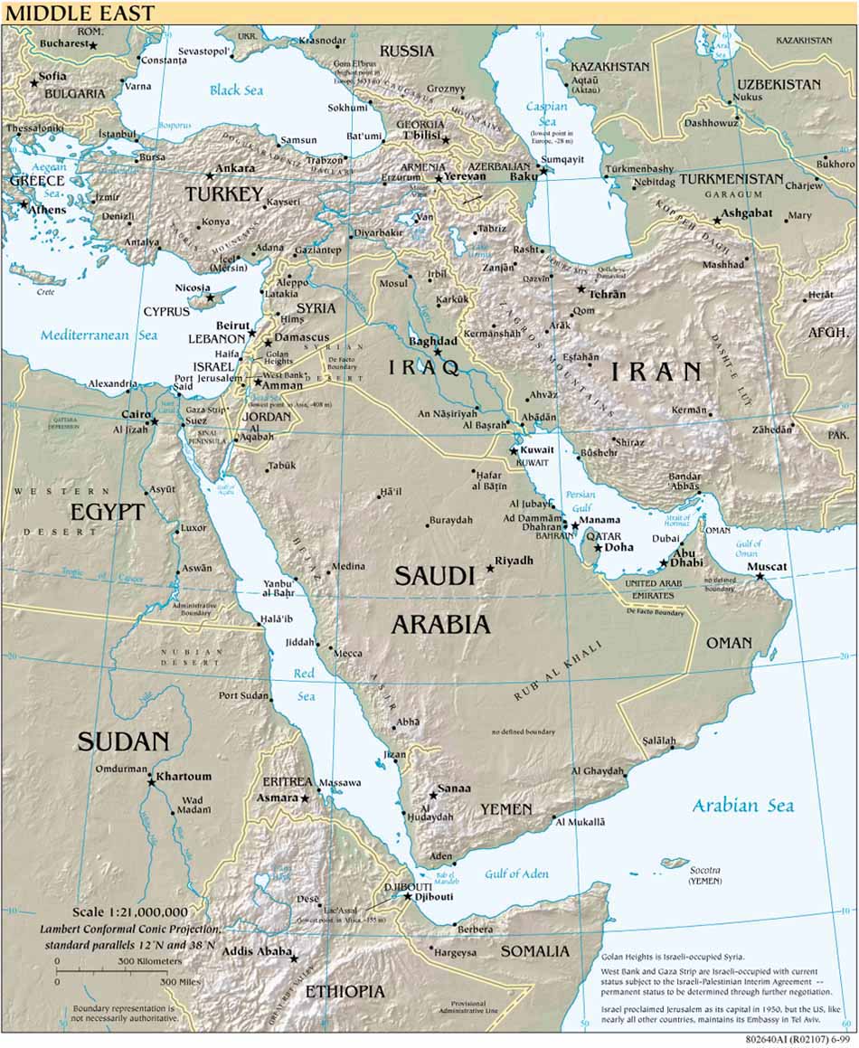 Middle East Physical Map - Full size | Gifex