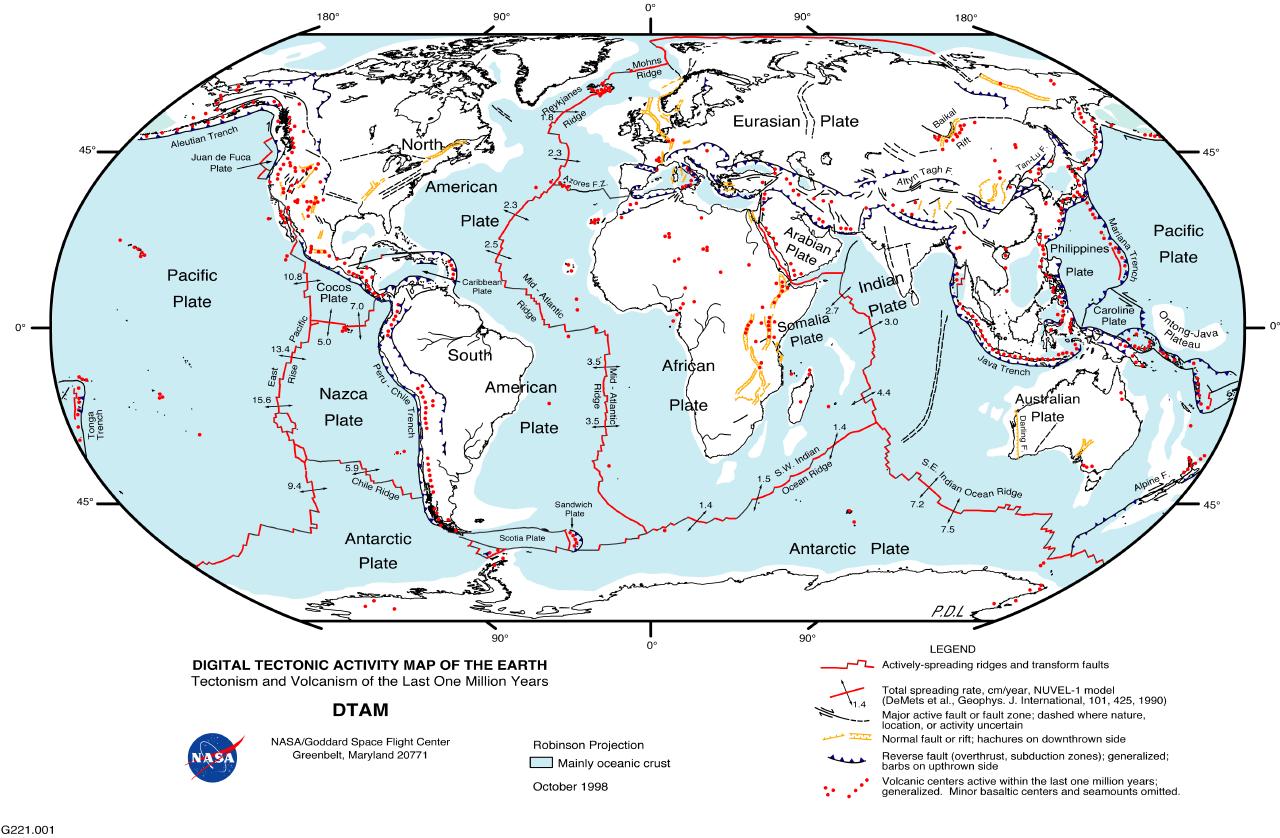 World tectonic activity map - Full size | Gifex
