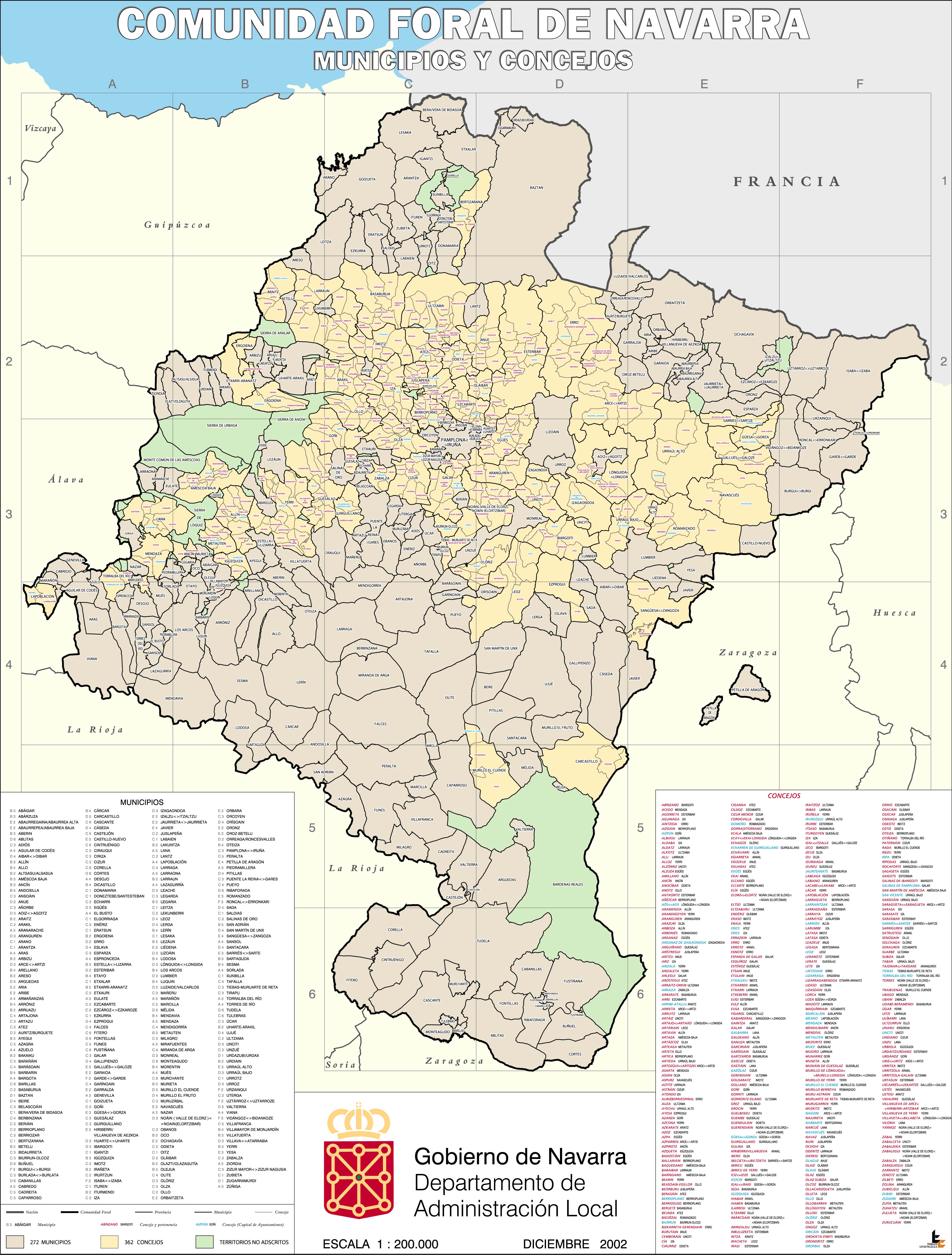 Municipios y Concejos de Navarra 2002 - Tamaño completo | Gifex