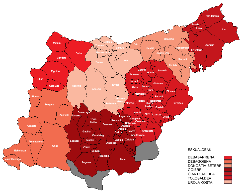 Municipios y comarcas de Guipúzcoa 2007 - Tamaño completo | Gifex