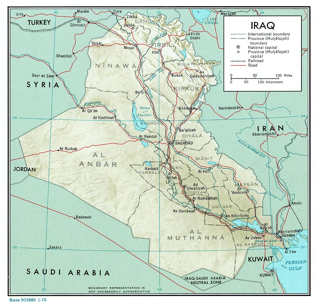 Mapa Físico de Irak 1976 - Tamaño completo