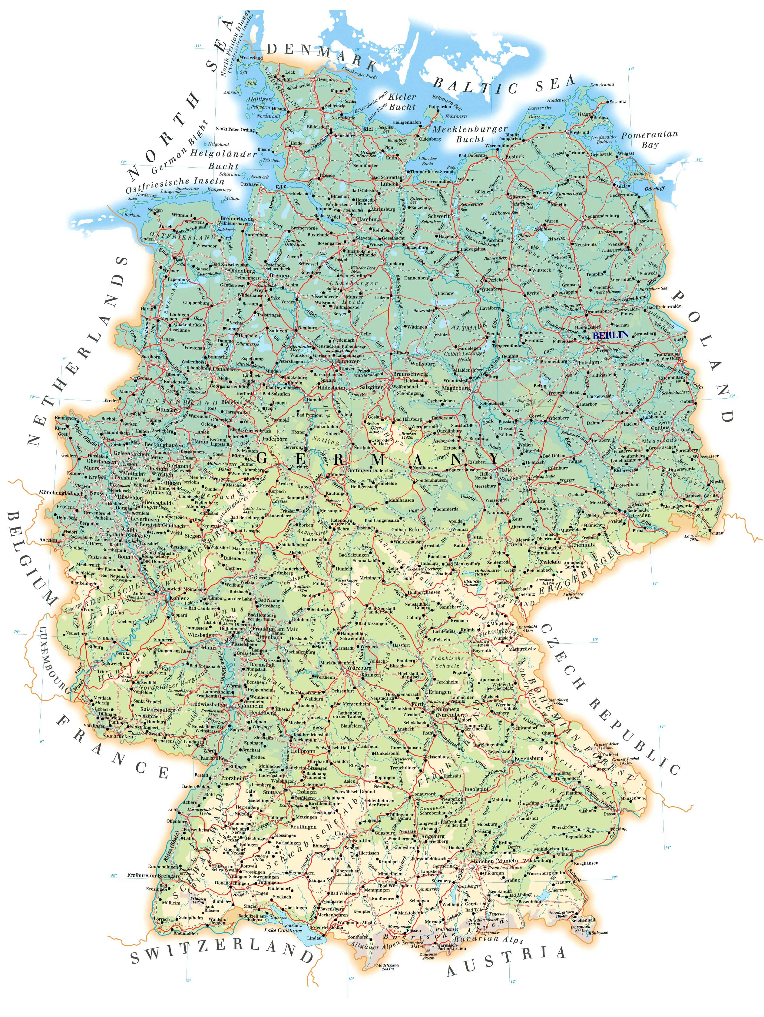 Physical Map Of Germany Full Size physical-map-of-germany-full-size