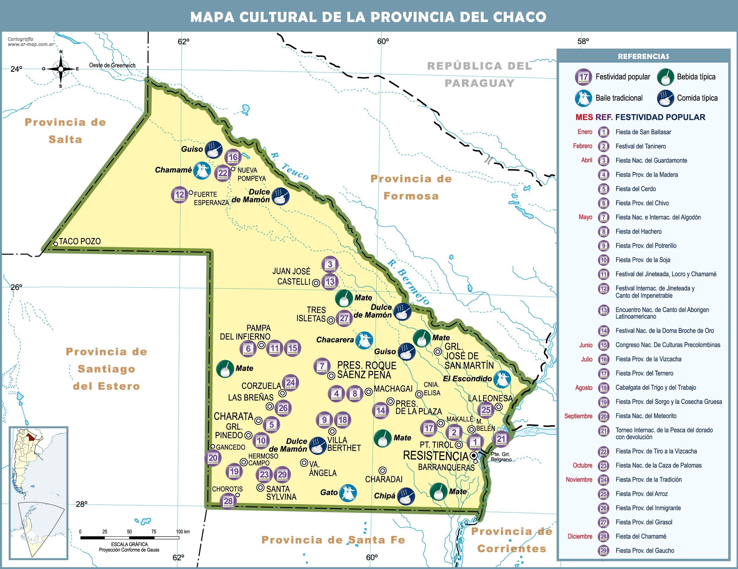 Cultural map of the province of Chaco | Gifex