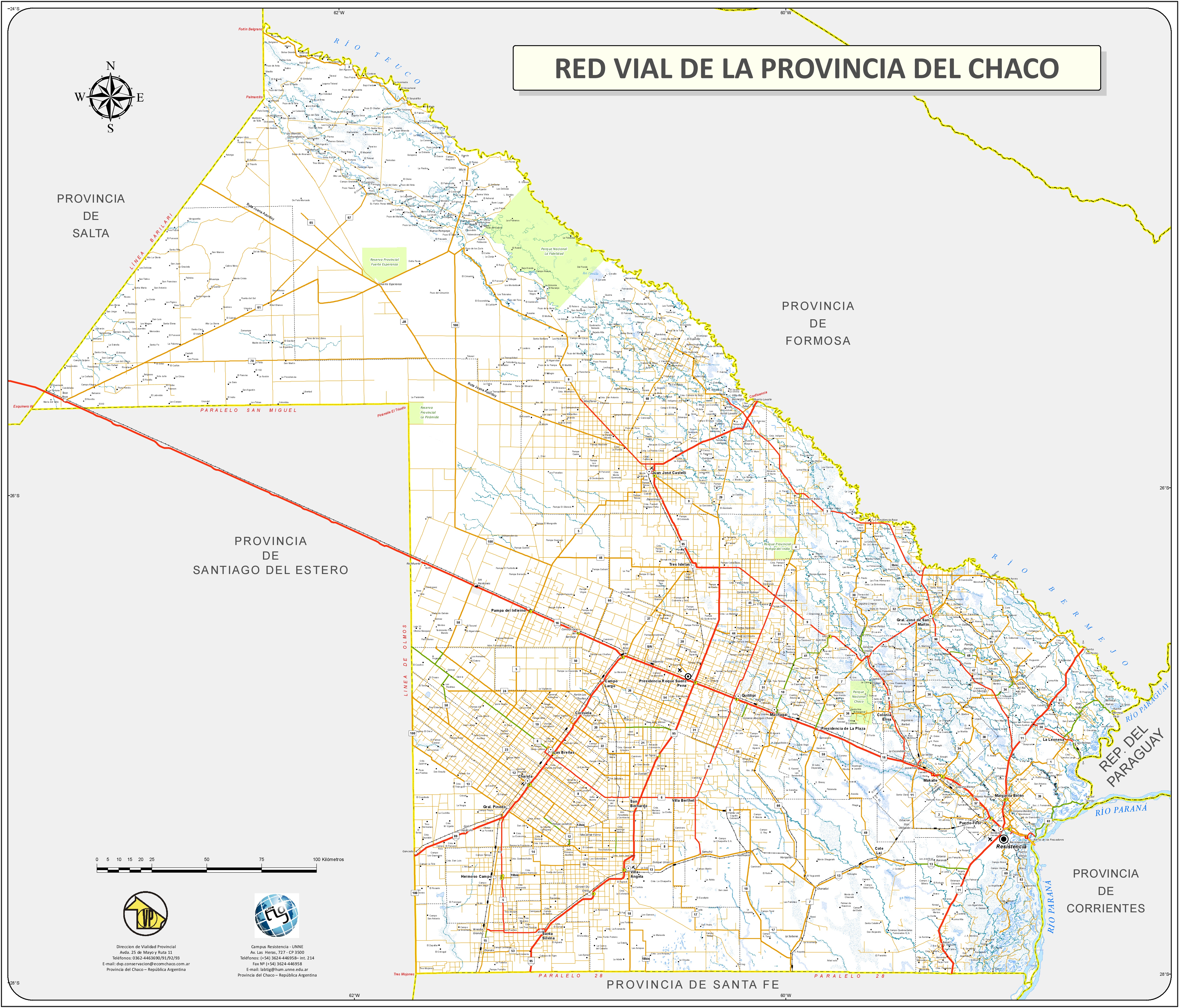 Road map of the Province of Chaco, Argentina | Gifex