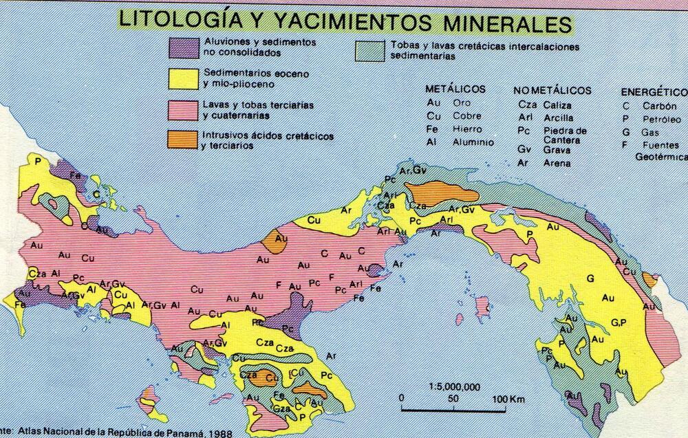 Litología y Yacimientos Minerales de Panamá - Tamaño completo | Gifex