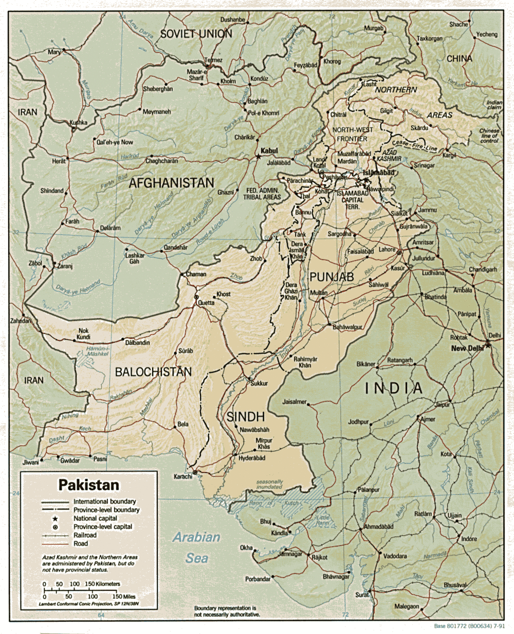 Pakistan Physical Map 1991 - Full size | Gifex