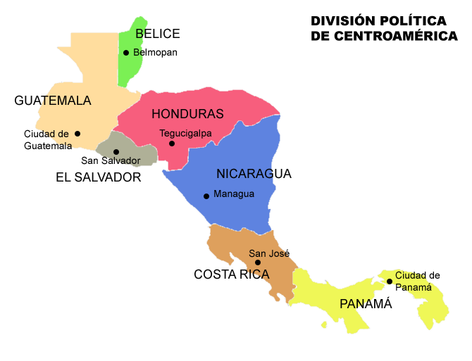Political division of Central America - Full size | Gifex