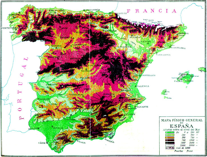 Physical map of Spain - Full size | Gifex
