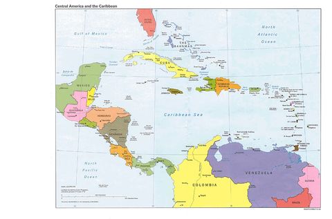 Central America and the Caribbean Political Map | Gifex