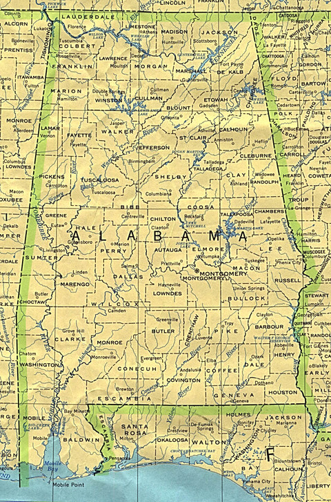 Alabama - Political Map of Alabama, United States | Gifex