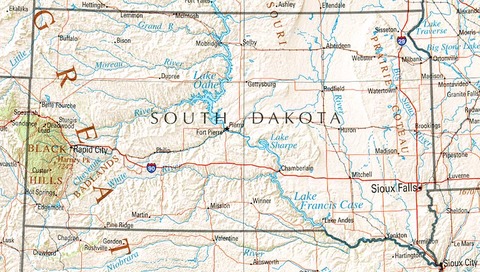 South Dakota Physical Map | Gifex