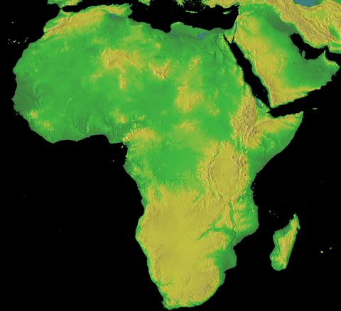 Topographical Map of Africa